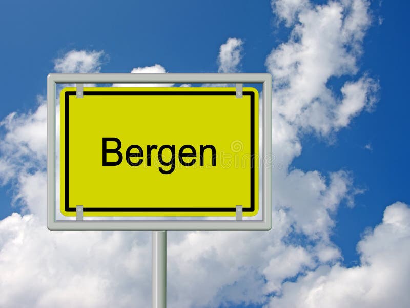 Bergen,town Sign in Close Up Stock Photo - Image of townsign ...