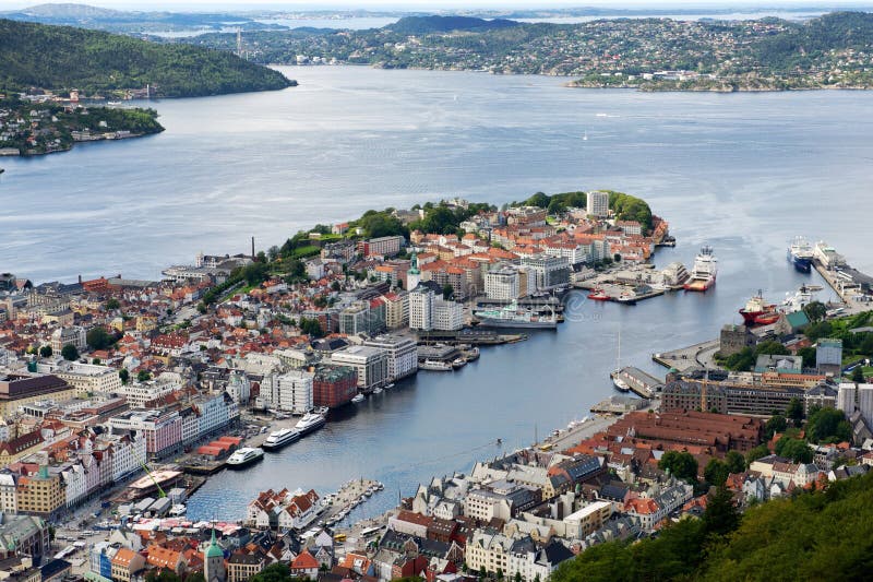 Bergen, View of the City from Above Stock Photo - Image of residential ...