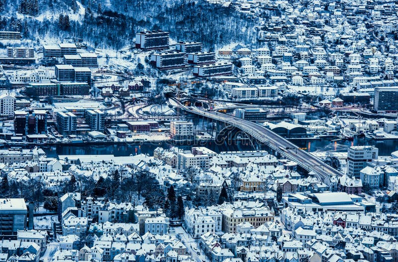 Bergen in winter, stock photo. Image of scandinavian - 124332000