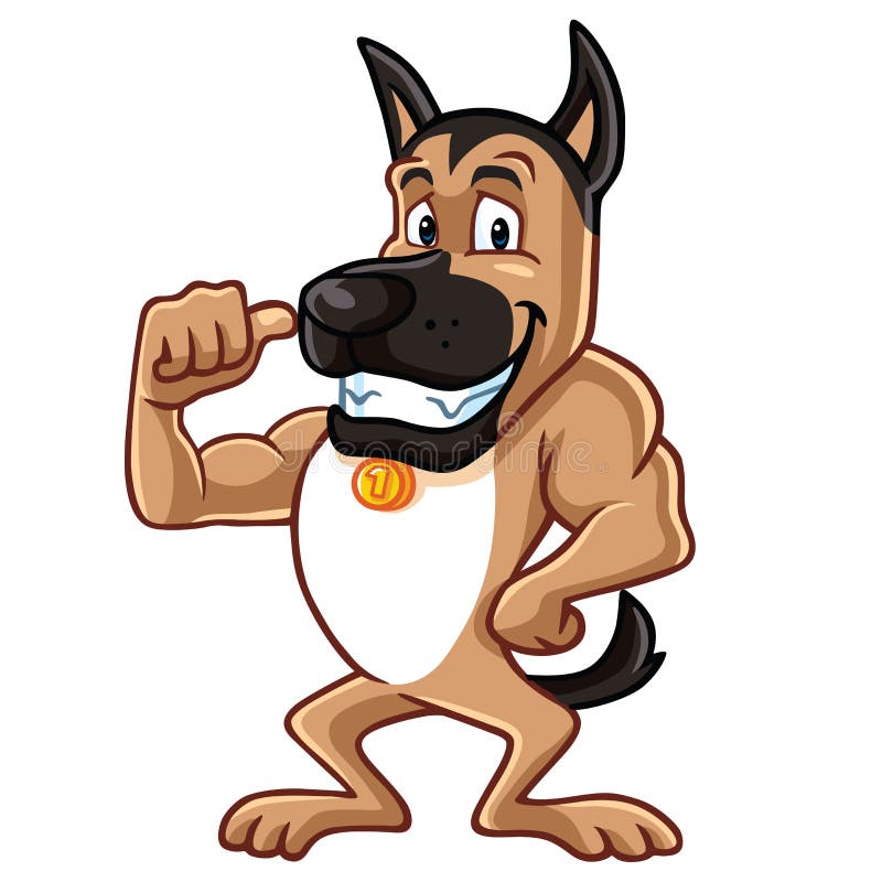 Berger Allemand Cartoon Mascot Illustration de Vecteur - Illustration ...