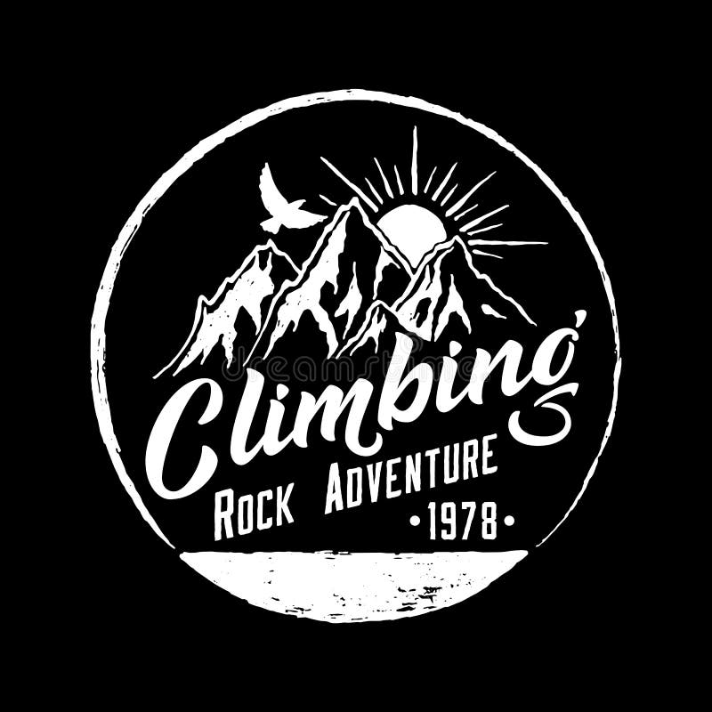 Bergsteigen-Hand Gezeichnetes Emblem Vektor Abbildung - Illustration ...