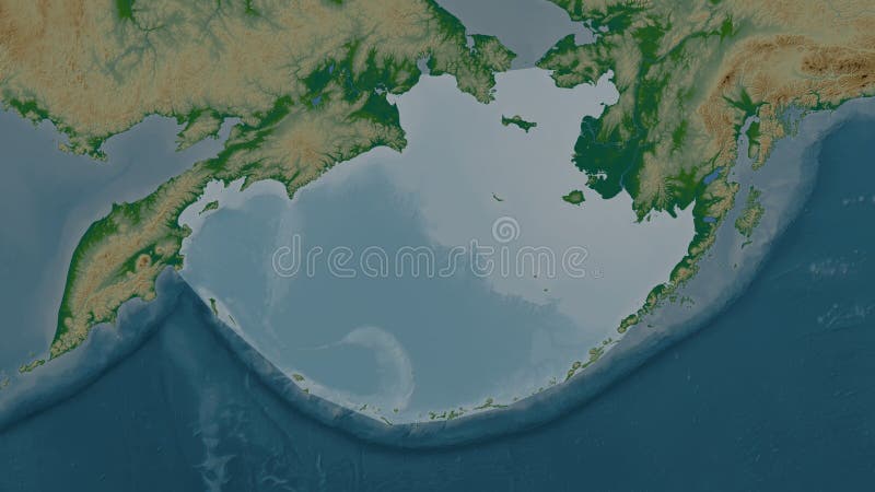 Bering Sea Highlighted. Physical Map Stock Illustration - Illustration ...