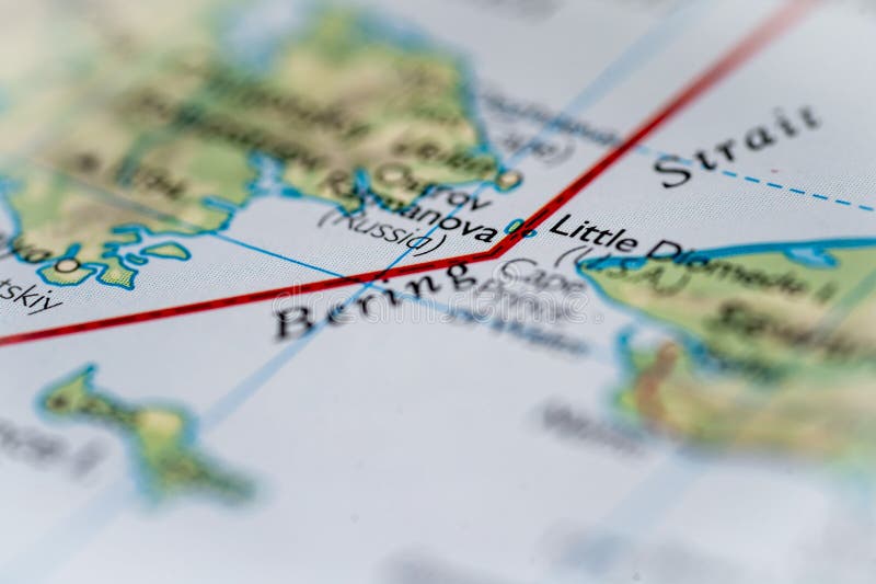 Bering Strait Highlighted on a World Map Stock Image - Image of cities, atlas: 395428025