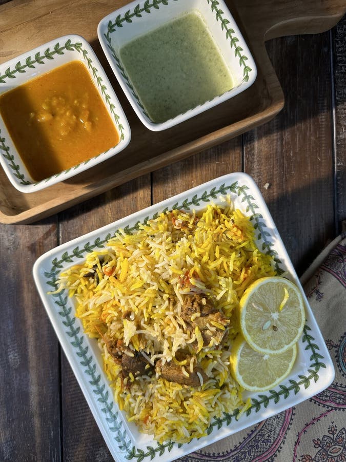Beriyani Rice or Mandy Rice with Lamb and Lemon Stock Photo - Image of ...
