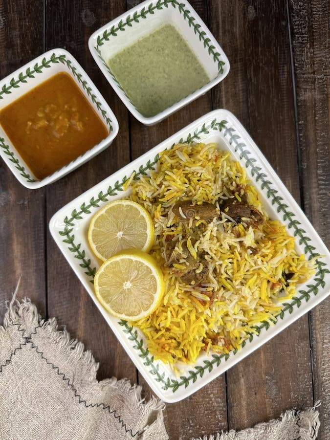 Beriyani Rice or Mandy Rice with Lamb and Lemon Stock Photo - Image of ...