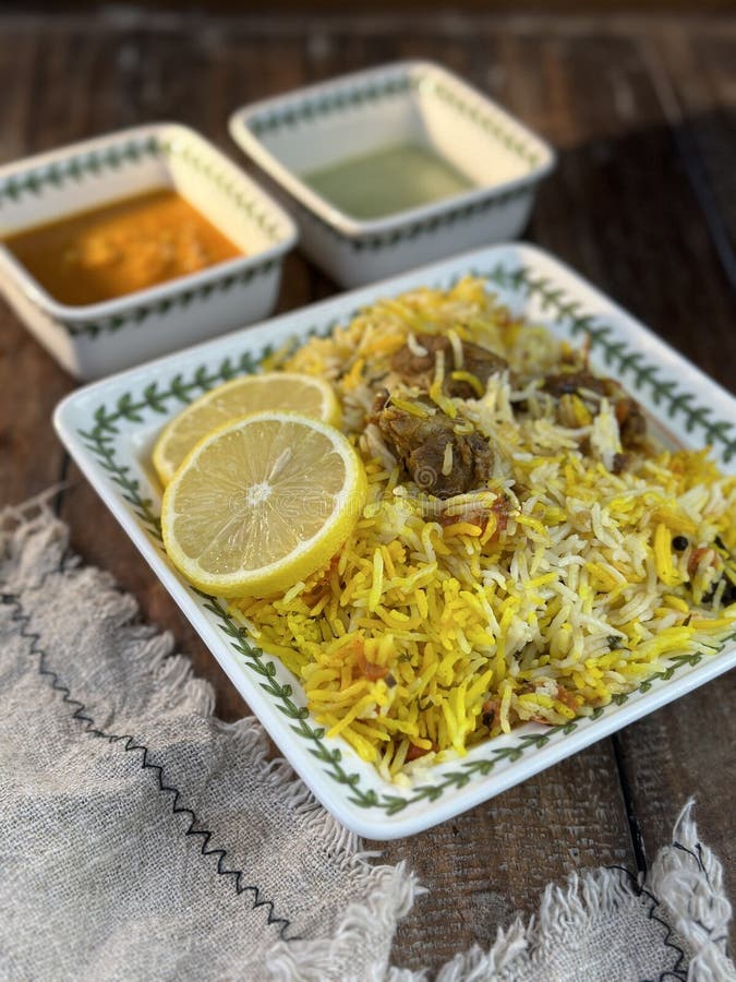 Beriyani Rice or Mandy Rice with Lamb and Lemon Stock Photo - Image of ...