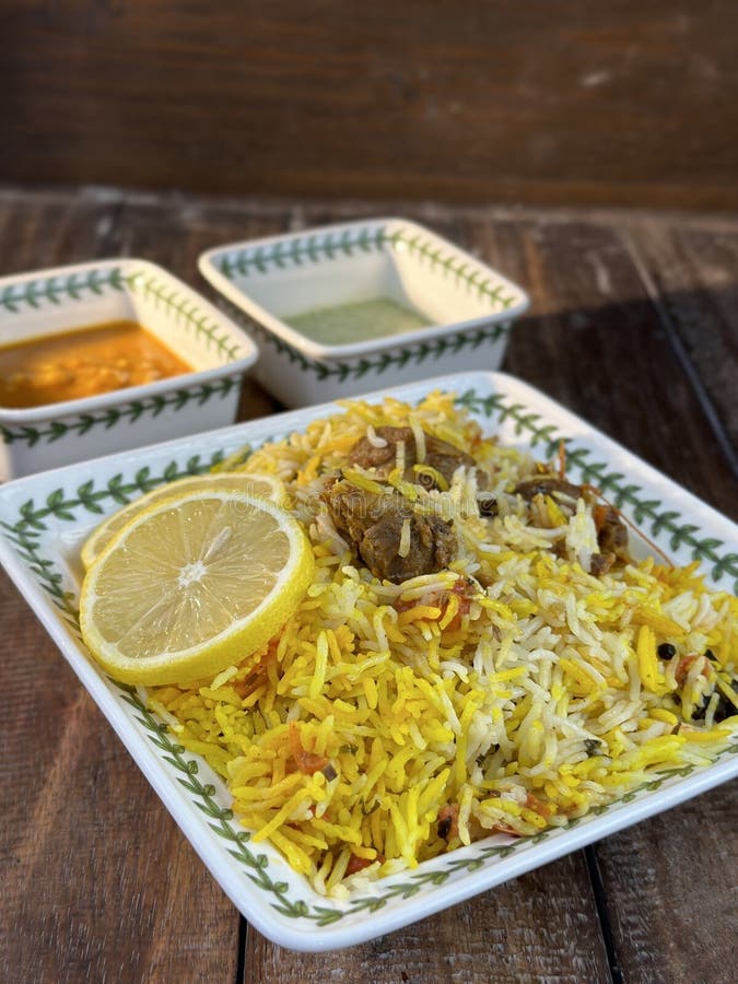 Beriyani Rice or Mandy Rice with Lamb and Lemon Stock Photo - Image of ...
