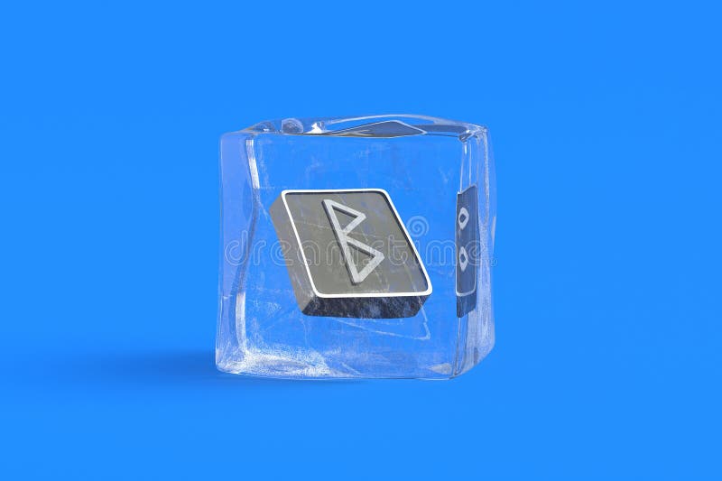 Berkana rune in ice cube stock illustration. Illustration of magic ...