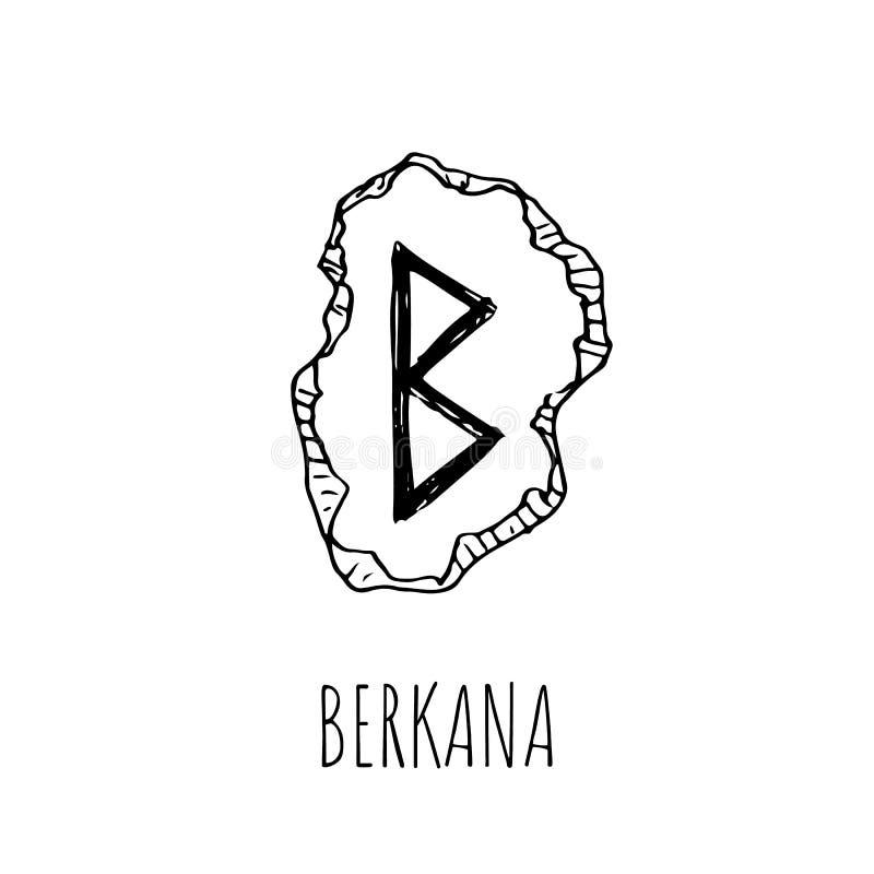 Berkana Rune Birch Birth Icon Black Color Vector in Circle Round ...