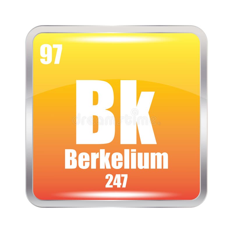 Berkelium Icon. Bk Chemical Element. Atomic Number 97. Mass 247. Yellow ...