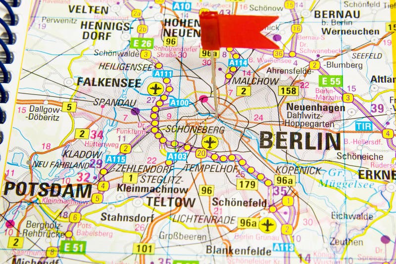 Berlín En El Mapa De Alemania Imagen de archivo - Imagen de pasador ...