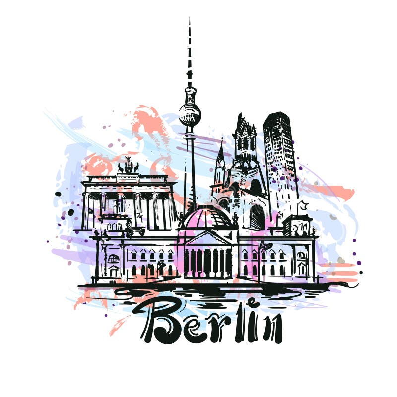 Berlin Abstract Color Drawing. Berlin Sketch Vector Illustration Stock ...