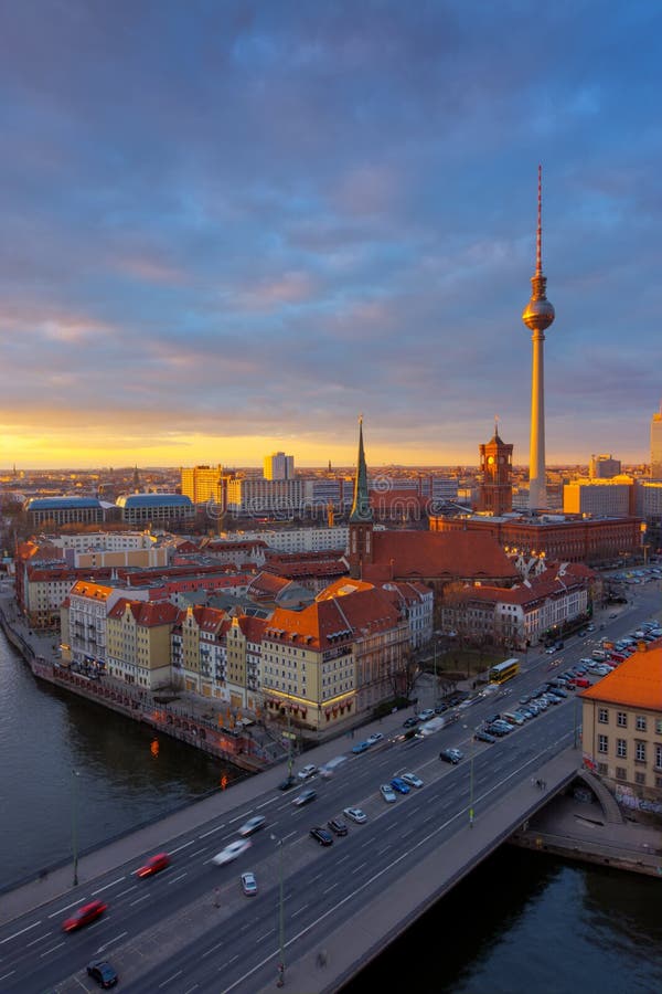 Berlin Alexanderplatz at Sunset Stock Image - Image of europe ...