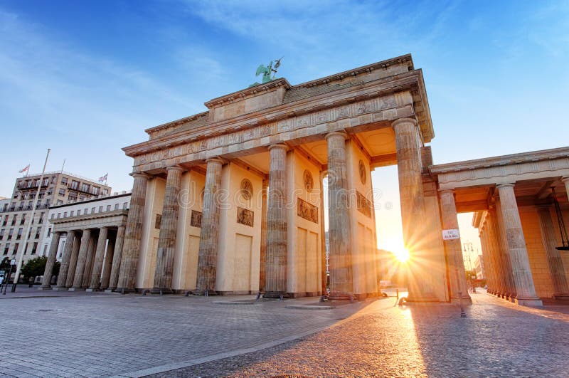 Berlin - Brandenburg Gate at Sunrise, Germany Editorial Image - Image ...