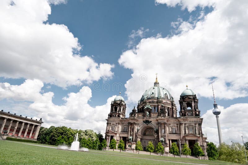 Berlin Cathedral in spring editorial stock image. Image of cupola ...