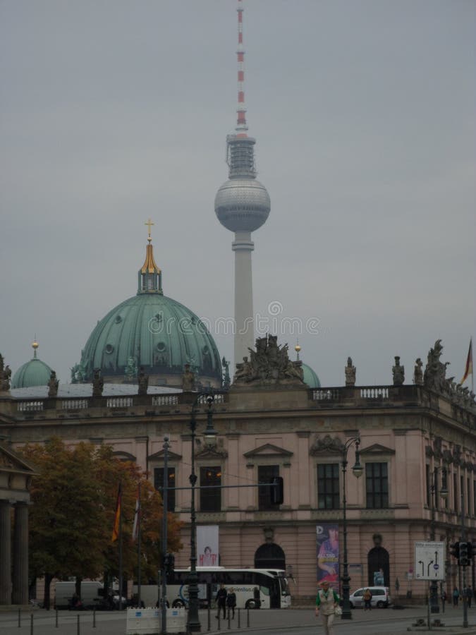 Berlin Cathedral and TV Tower Behind a Building. Editorial Photography ...