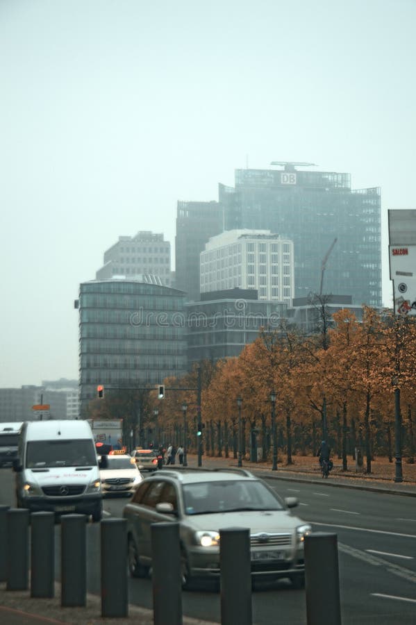 Berlin citi in smog editorial photography. Image of street - 126242712