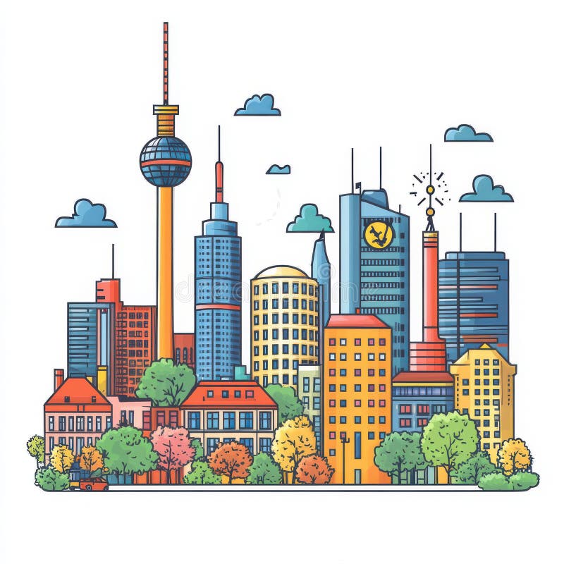 Berlin Cityscape Skyline Modern Architecture Urban Landscape Stock ...