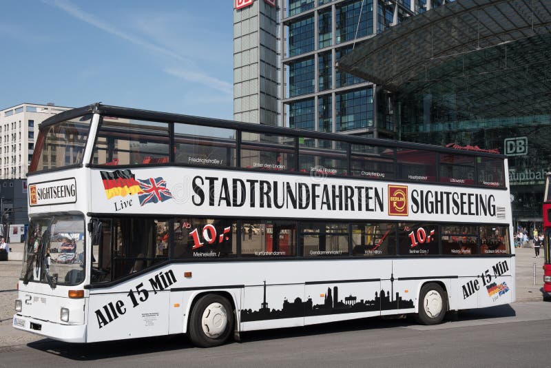 Berlin Sightseeing Bus in Front of the Central Train Station Editorial ...