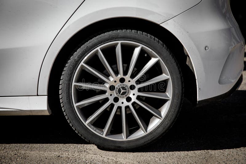 Berlin, Germany - April 01, 2023: Mercedes Car Wheels with Logo ...