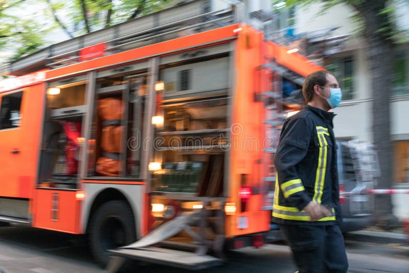Firefighters action editorial stock photo. Image of fighting - 220750758