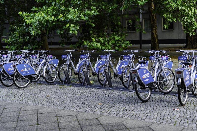 Parked Rentable Bikes in Downtown Berlin, Germany Editorial Image ...