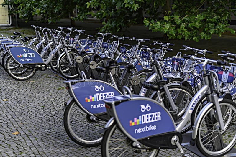 Parked Rentable Bikes in Downtown Berlin, Germany Editorial Stock Photo ...