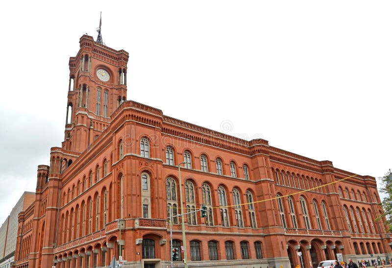 BERLIN, GERMANY. Red Town Hall Building on an Overcast Day Editorial ...