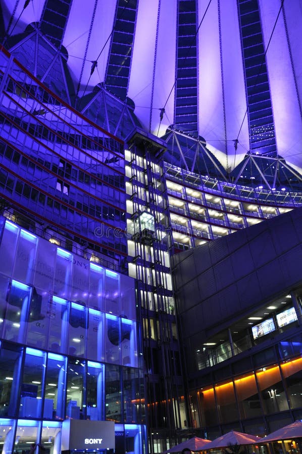 Berlin,Germany-august 27: Sony Center Interior in the Night from Berlin ...