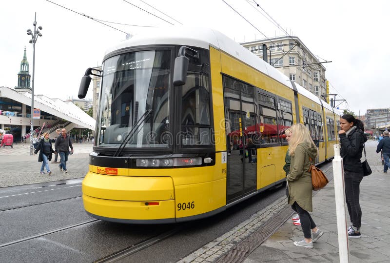 BERLIN, GERMANY. the Tram Approaches a Stop Editorial Stock Photo ...