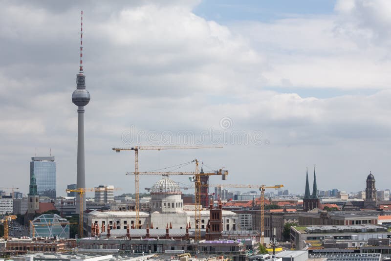 Berlin Germany Cityscape View from Above Stock Photo - Image of clouds ...