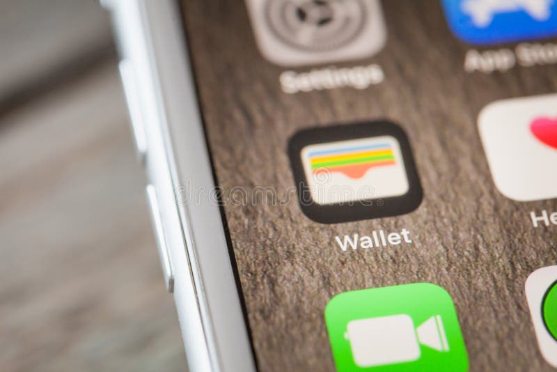 Close Up To Apple Wallet App on IPhone Screen Editorial Image - Image ...