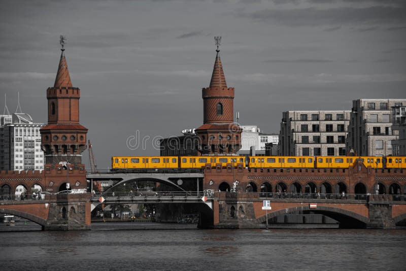 Berlin, Germany 29 June 2022, the Famous Oberbaum Bridge with a Yellow ...