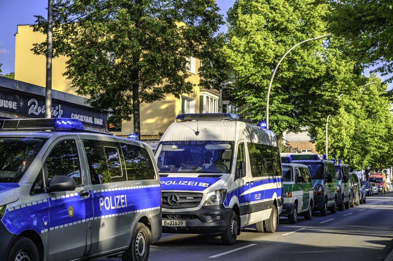 Operation of the Berlin Police with Several Emergency Vehicles in Front ...