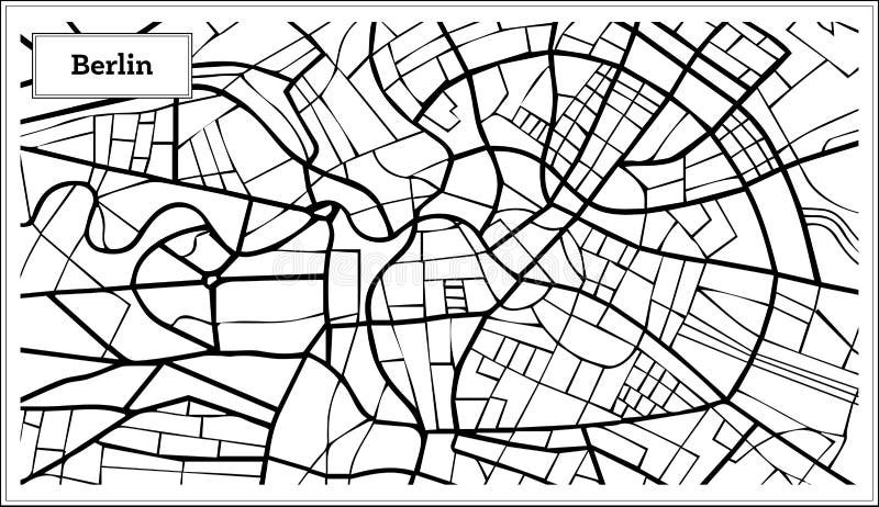Berlin Germany Map En Color Blanco Y Negro Ilustración del Vector ...