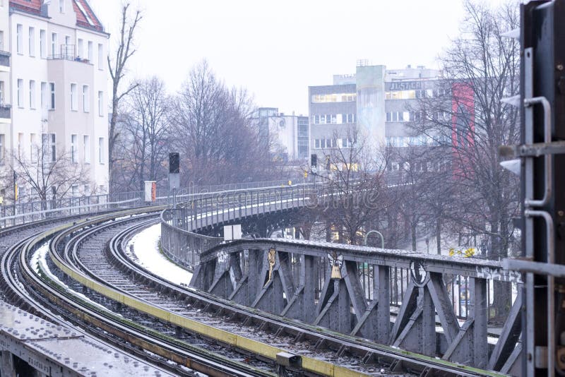 Empty Tracks of the Elevated Metro in Winter Scene in Berlin, German ...