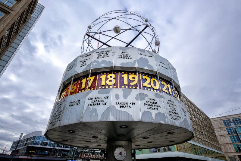 Famous World Clock Located and Berlin Skyline in Alexanderplatz at ...