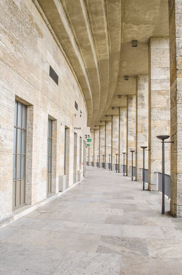 BERLIN, GERMANY, MARCH 12, 2015: View of Corridor Behind the Tribunes ...
