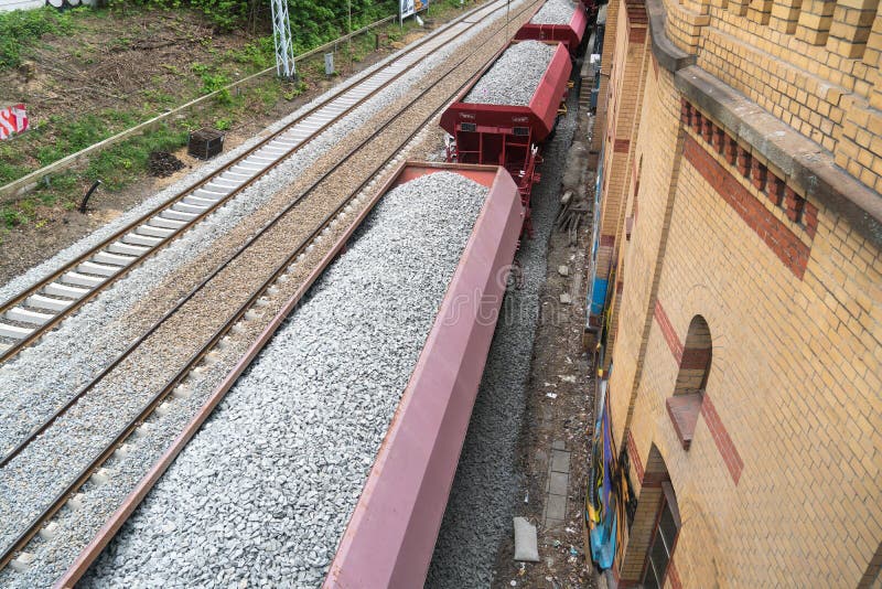 Cargo Train with Aggregate Stones Stock Image - Image of iron, freight ...