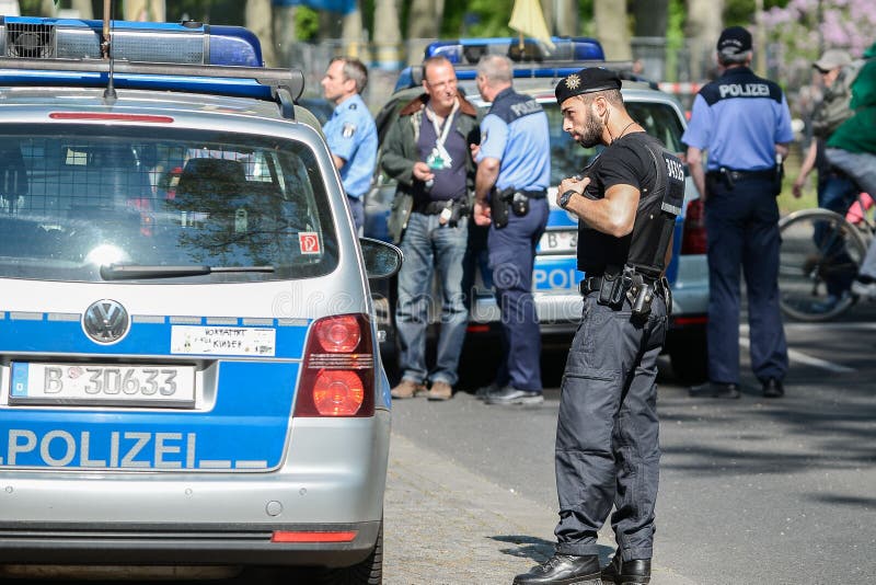Berlin. Germany - May 09, 2015: the Police are in Control of the Order ...