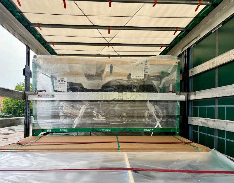 Berlin, Germany - 06.17.2024: Transportation of BMW Motorcycles in a ...