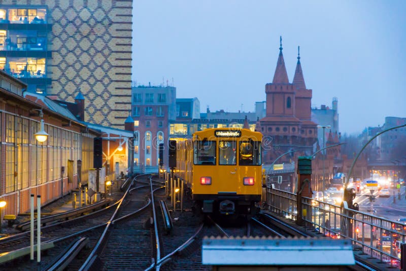 Berlin, Germany. the Warschauer Strasse Subway Station in Winter Stock ...