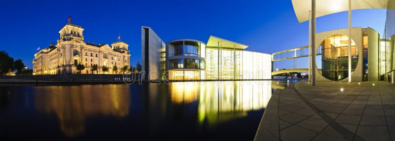 Berlin Government Buildings at Night Stock Photo - Image of dusk ...