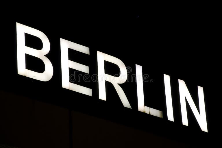 Berlin illuminated letters stock image. Image of light - 13288429