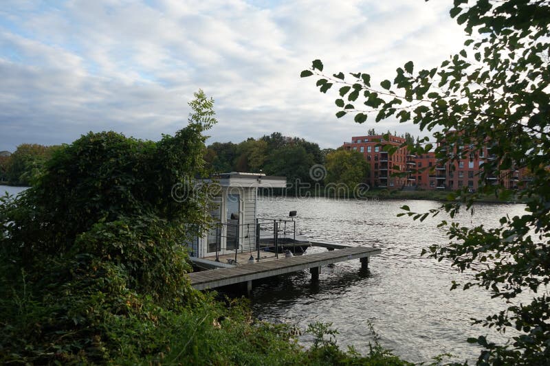 Boats Parked at the Spree River Dock in October. Berlin, Germany ...
