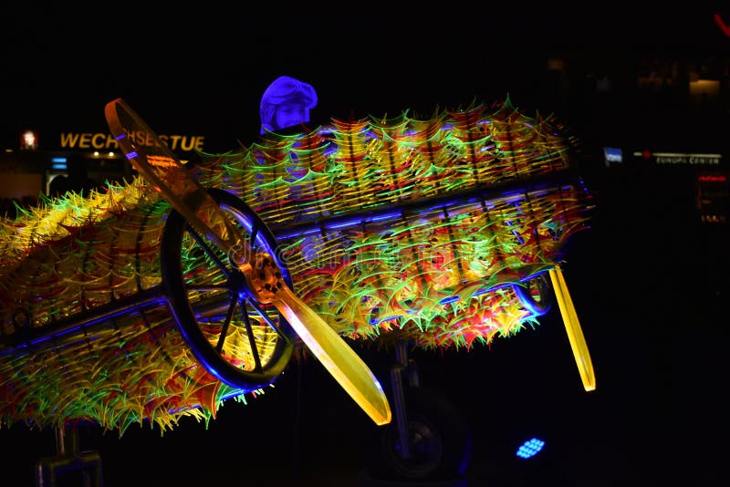 Berlin Light Show Lit Up Plane in the City Center Berlin Germany ...