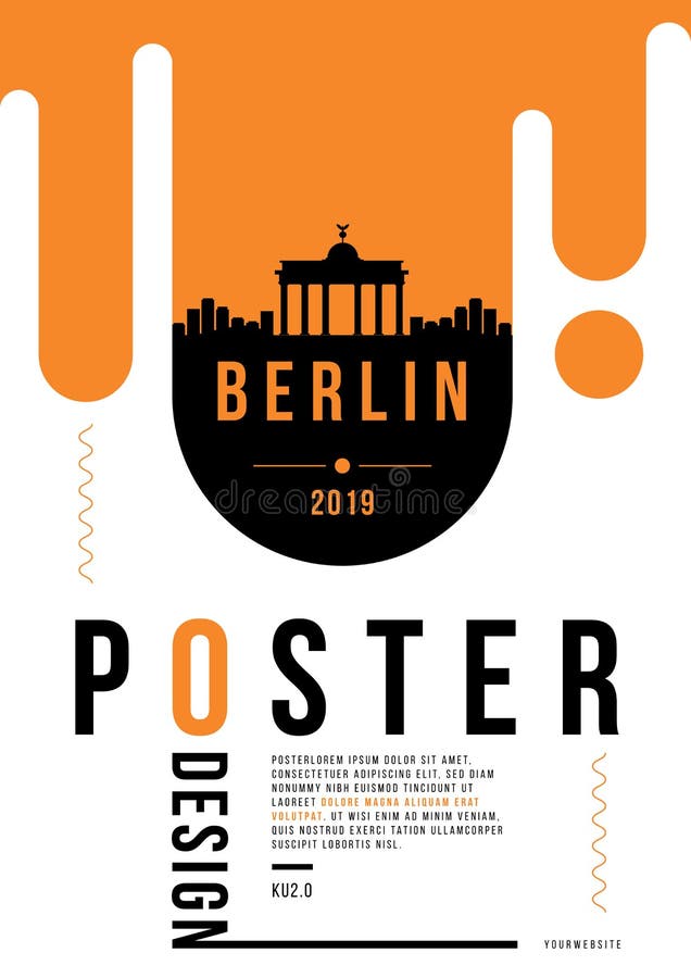 Berlin Modern Poster Design with Vector Linear Skyline Stock ...
