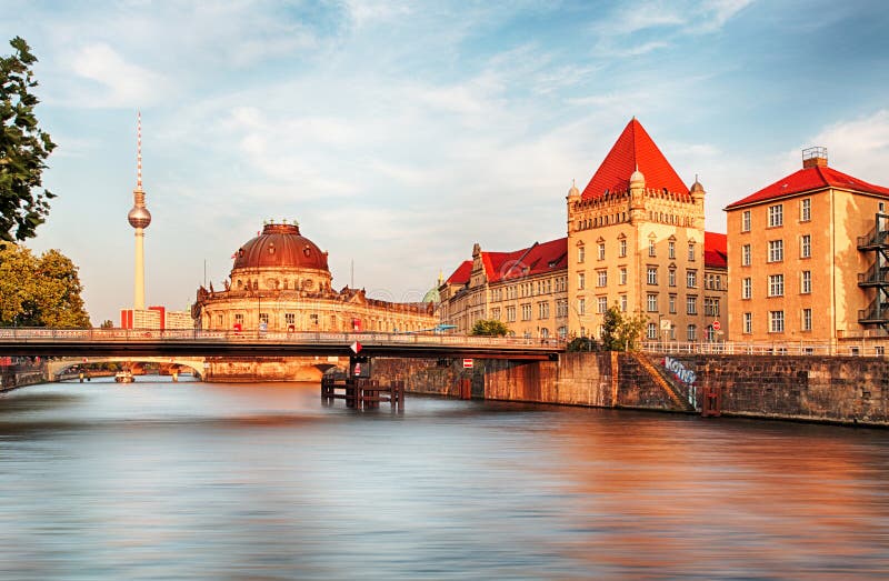 Berlin, River with Bode Museum Stock Image - Image of skyline, city ...