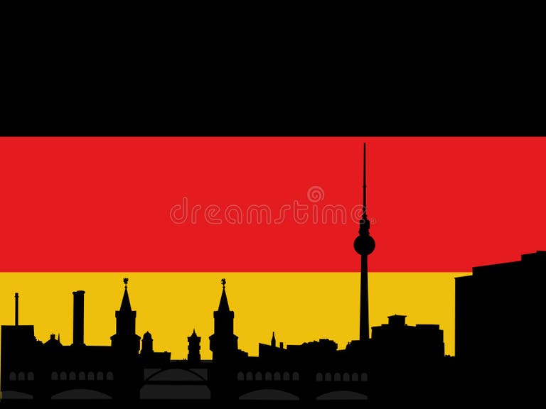 Berlin skyline with flag stock vector. Illustration of tower - 5510159