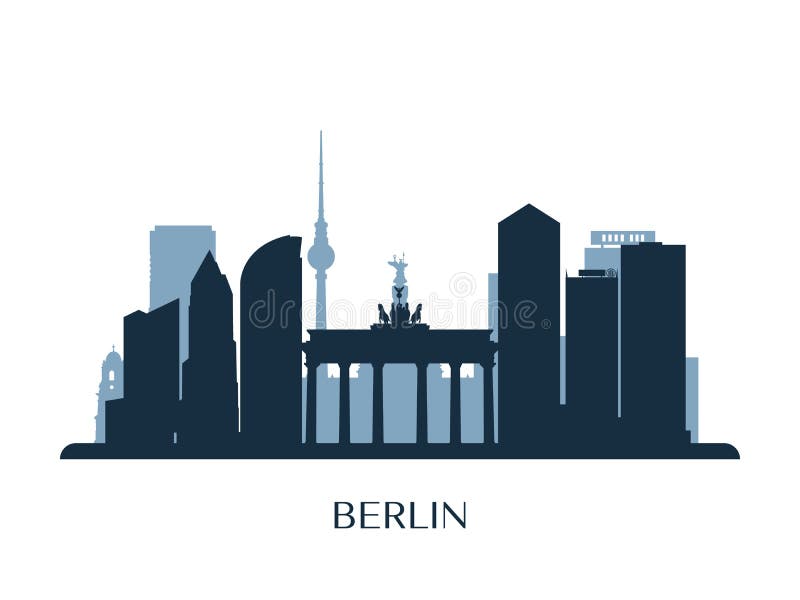 Berlin Skyline, Monochrome Silhouette. Stock Vector - Illustration of ...
